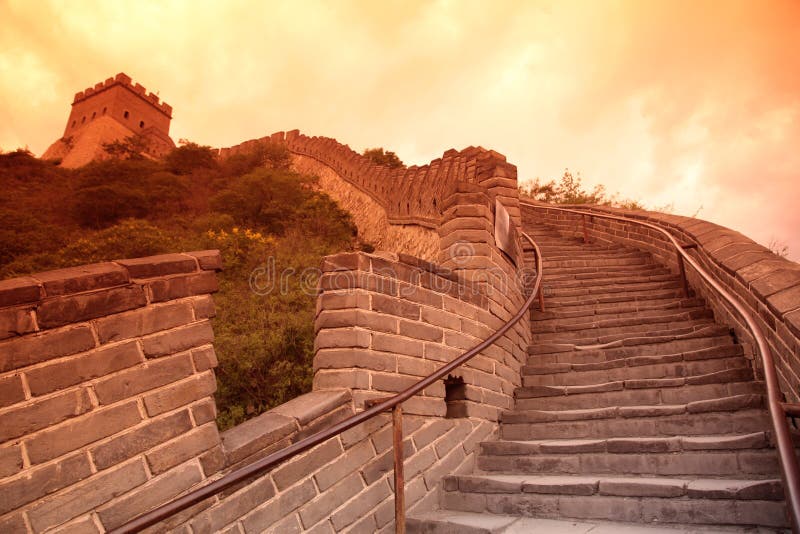 Sundown of Great Wall, Beijing Stock Image - Image of historic, defense ...