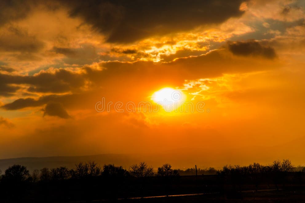 Sundown stock image. Image of beautiful, river, horizon - 85126437