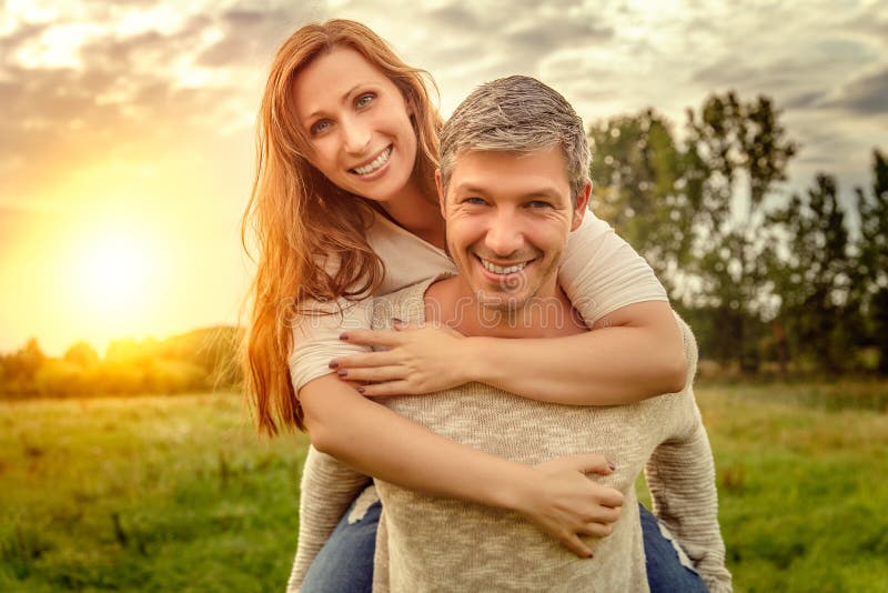 Sundown lovers in spring stock photo. Image of lifestyle - 81237070