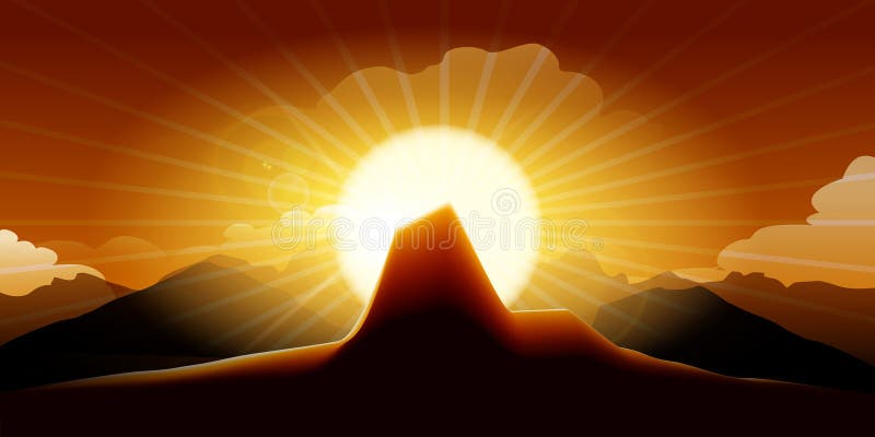 Sundown in a Mountain Side Landscape Horizontal Background Stock ...