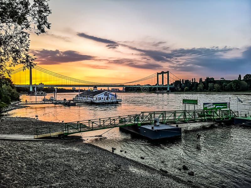 Sundown Over the Riverside of the River Rhein in Cologne with Sky and ...