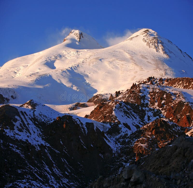 Mountains in the Elbrus Area in Spring Stock Photo - Image of field ...