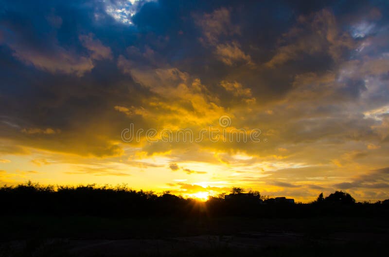 Sundown sun in cloud stock image. Image of summer, glare - 104071439