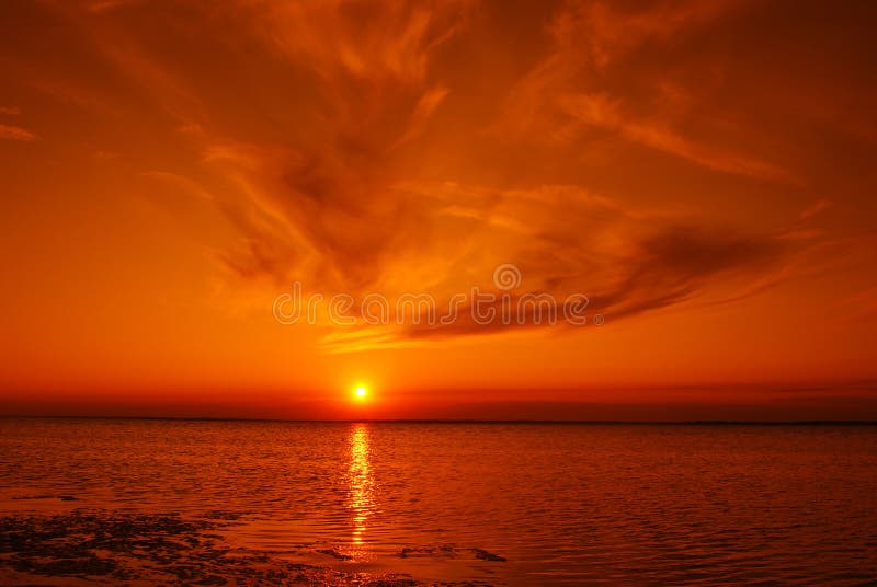 Sundown sun in sea stock photo. Image of nature, tranquillity - 11675664