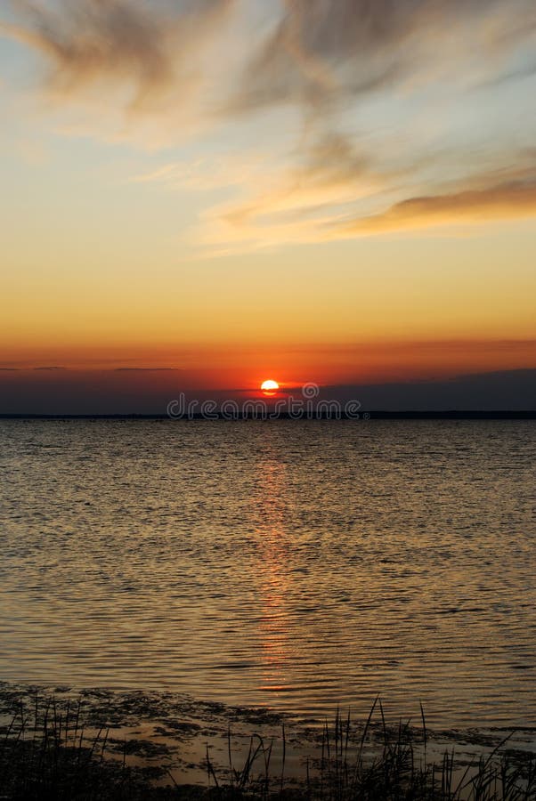 Sundown sun in sea stock image. Image of orange, smoothly - 11675793