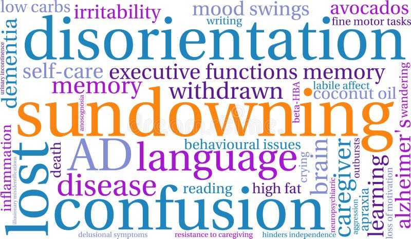 Sundowning Word Cloud stock vector. Illustration of aggression - 99180760