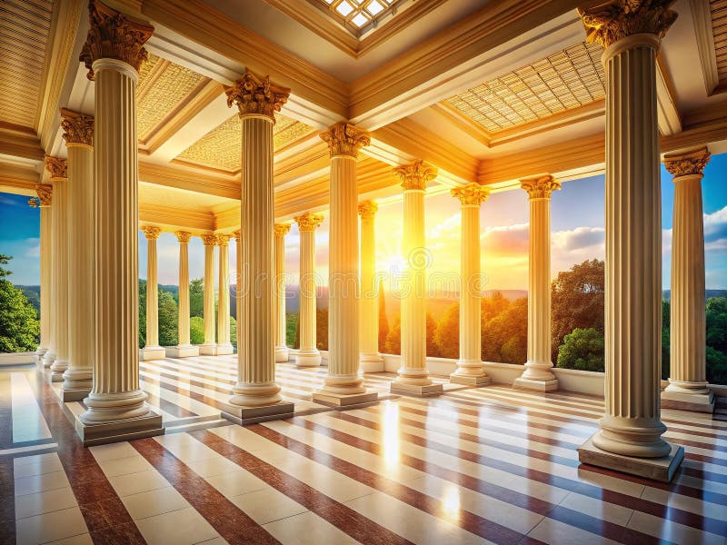 SunDrenched Classical Colonnade Interior a Stunning Architectural ...