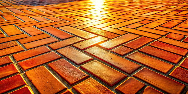 SunDrenched Terracotta Brick Floor with Diagonal Lines a Detailed ...