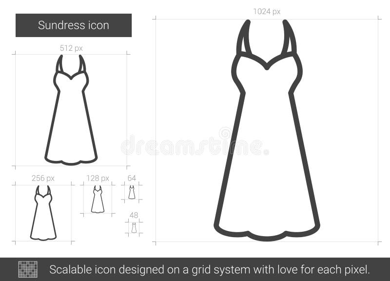 Sundress Line and Solid Icon, Summer Clothes Concept, Evening Dress ...