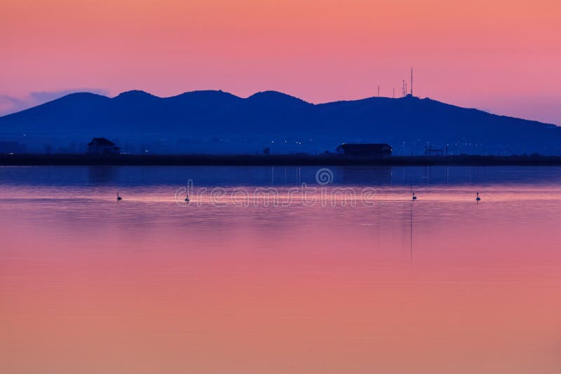 Sunet over lake stock image. Image of wild, scenic, blue - 81502557