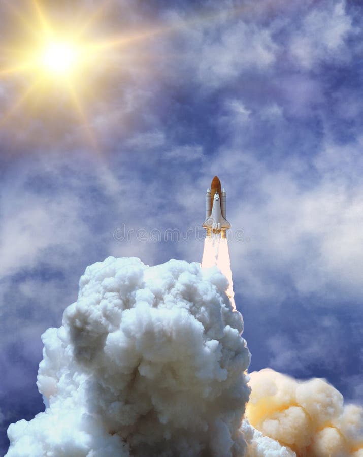 Sunflare and Rocket. the Elements of this Image Furnished by NASA Stock ...