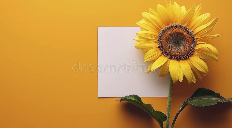 Sunflower with Attached Paper Stock Image - Image of attached, adhesive ...