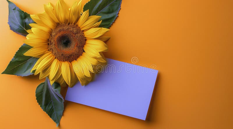 Sunflower with Attached Paper Stock Photo - Image of flora, symbol ...