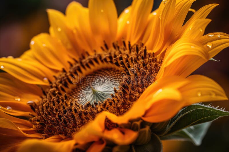 A Sunflower in Bloom. a Striking Macro Shot Stock Illustration ...