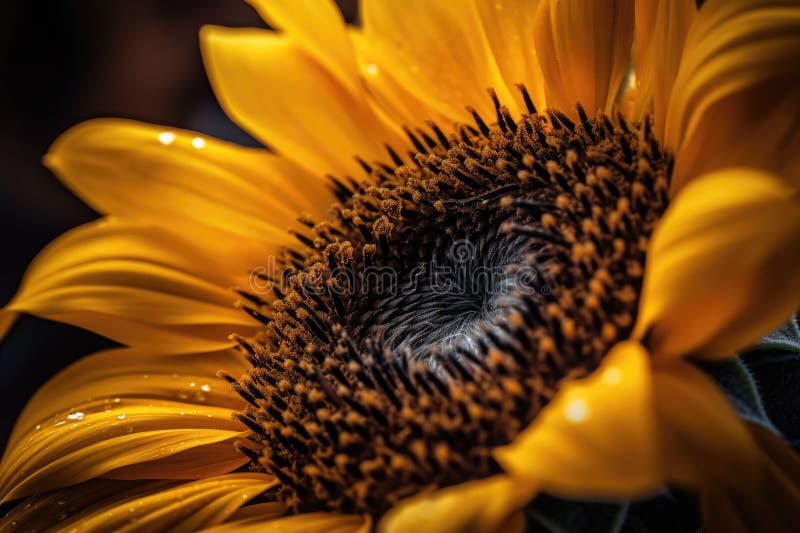 A Sunflower in Bloom. a Striking Macro Shot Stock Illustration ...