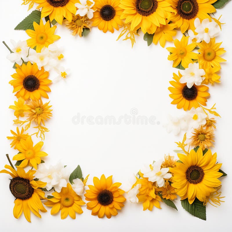 Sunflower Border for Any Wedding Invitation or Birthday Card Stock ...