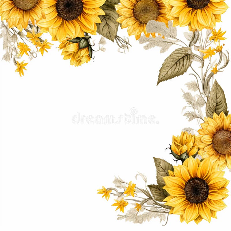 Sunflower Border Artistry Creative Elegance Stock Illustration ...