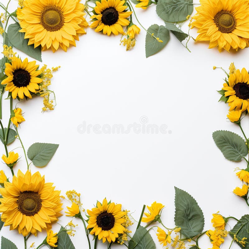 Sunflower Border Birthday Cards Stock Illustration - Illustration of ...