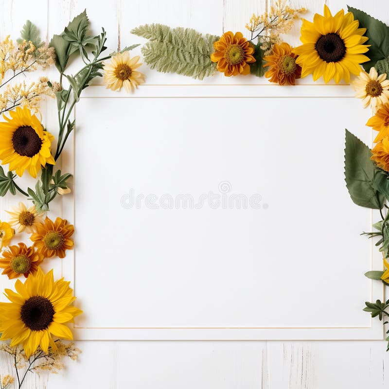 Sunflower Border for a Dream that Will Come True Stock Illustration ...