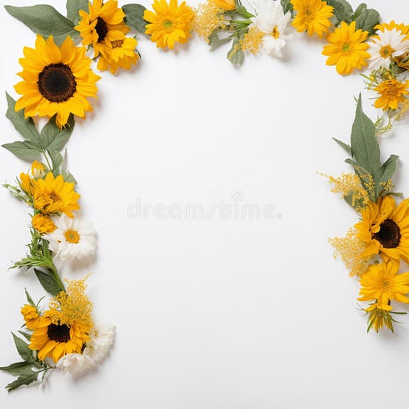 Sunflower Border for Everyone Stock Illustration - Illustration of ...