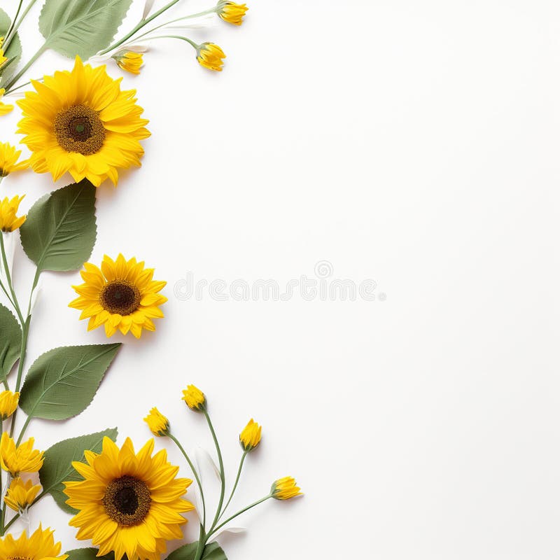 Sunflower Border for a Feeling of Hope Stock Illustration ...