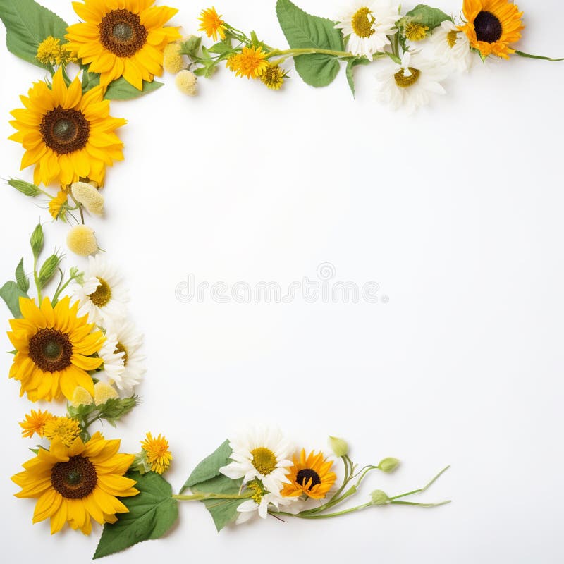 Sunflower Border for a Feeling of Hope Stock Illustration ...