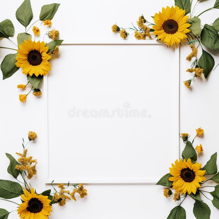 Sunflower Border for a Gift or Souvenir Stock Illustration ...