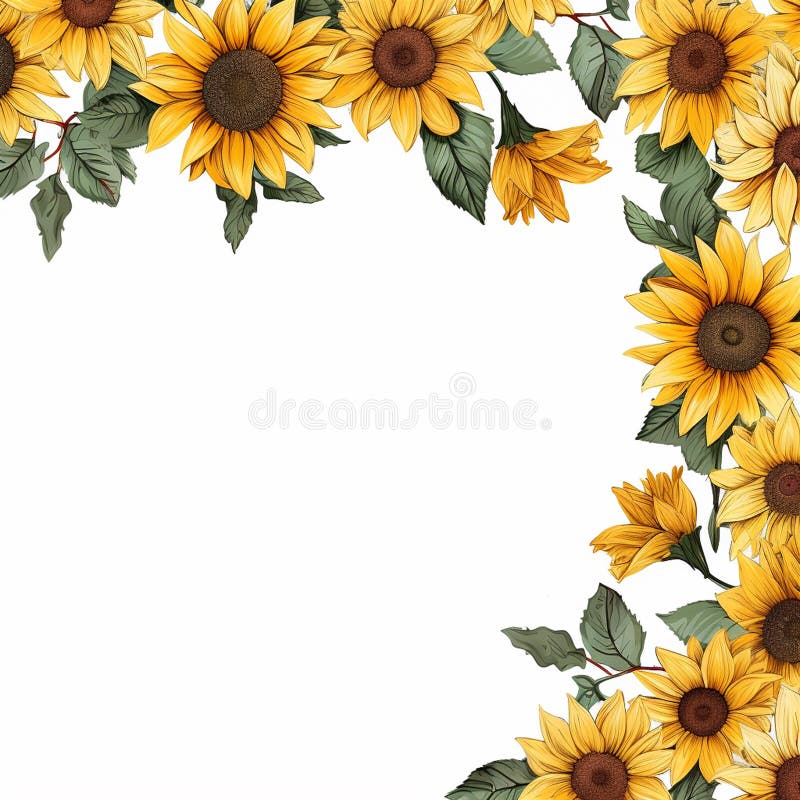 Sunflower Border for a Happy and Sunny Disposition Stock Illustration ...