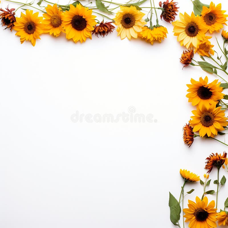 Sunflower Border for a Rustic and Earthy Vibe Stock Illustration ...