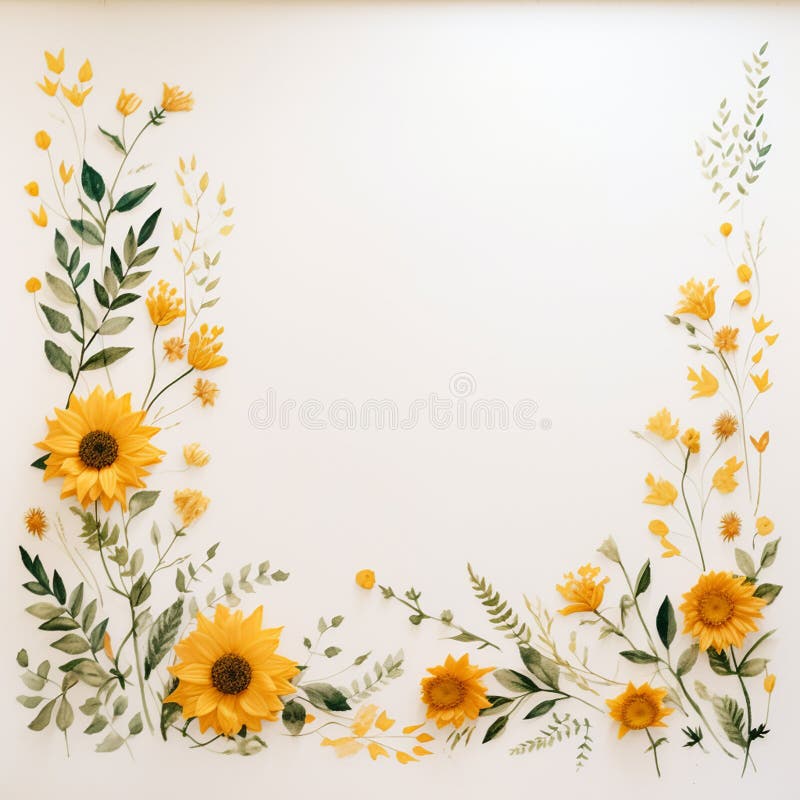 Sunflower Border for a Rustic and Earthy Vibe Stock Illustration ...
