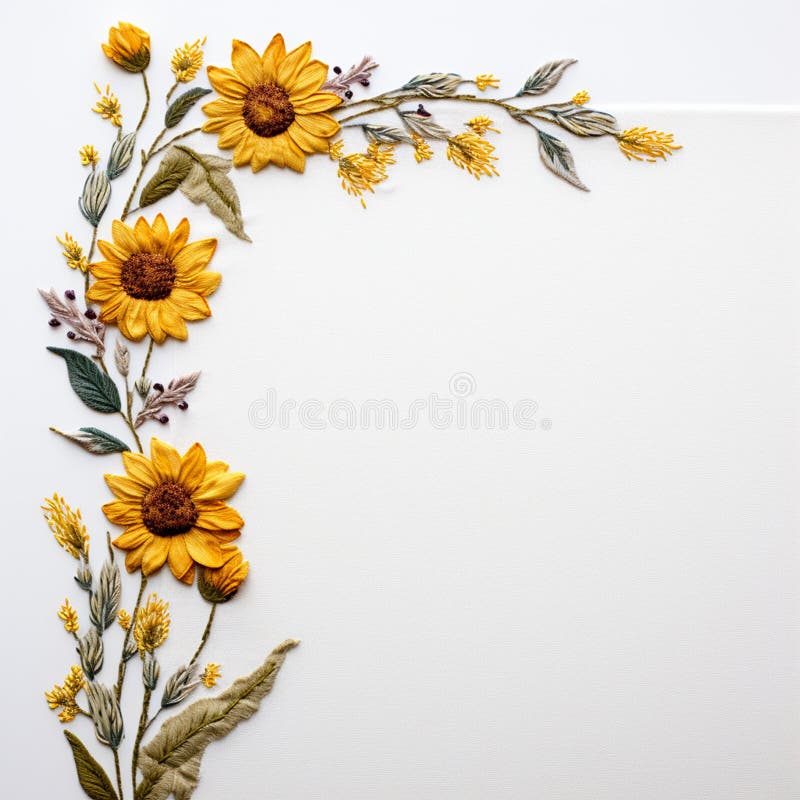 Sunflower Border for a Rustic and Vintage Feel Stock Illustration ...