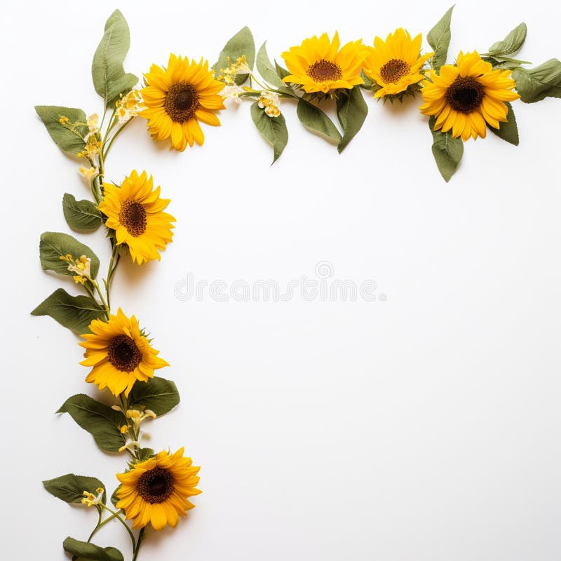 Sunflower Border for a Rustic and Vintage Feel Stock Illustration ...