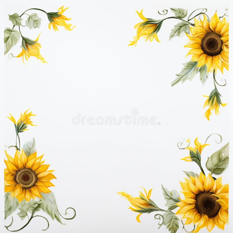 Sunflower Border Stationery Stock Illustration - Illustration of ...