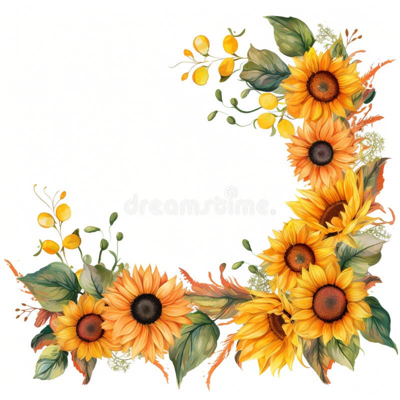 Sunflower border stock illustration. Illustration of drawing - 286230890