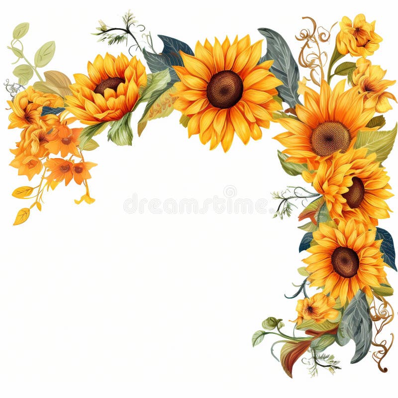 Sunflower border stock illustration. Illustration of plant - 286230921