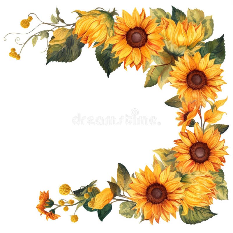 Sunflower border stock illustration. Illustration of card - 286230970