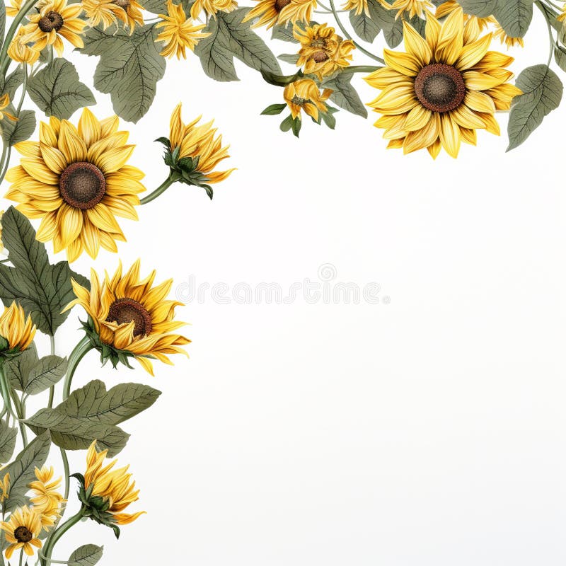 Sunflower Border for a Sunny Disposition Stock Illustration ...