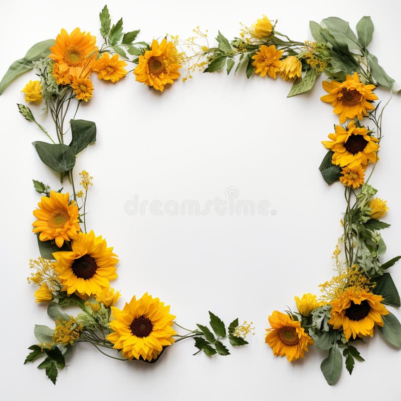 Sunflower Border To Add a Touch of Sunshine To Your Life Stock ...