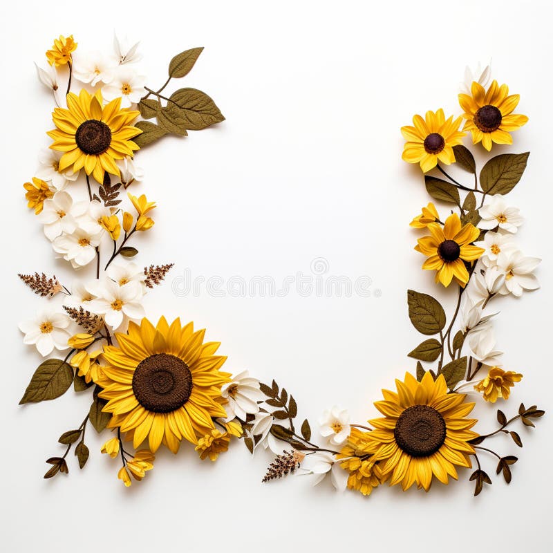 Sunflower Border To Bring Good Vibes Stock Illustration - Illustration ...