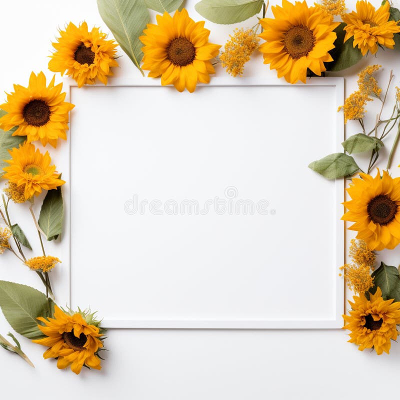 Sunflower Border To Bring Good Vibes Stock Illustration - Illustration ...