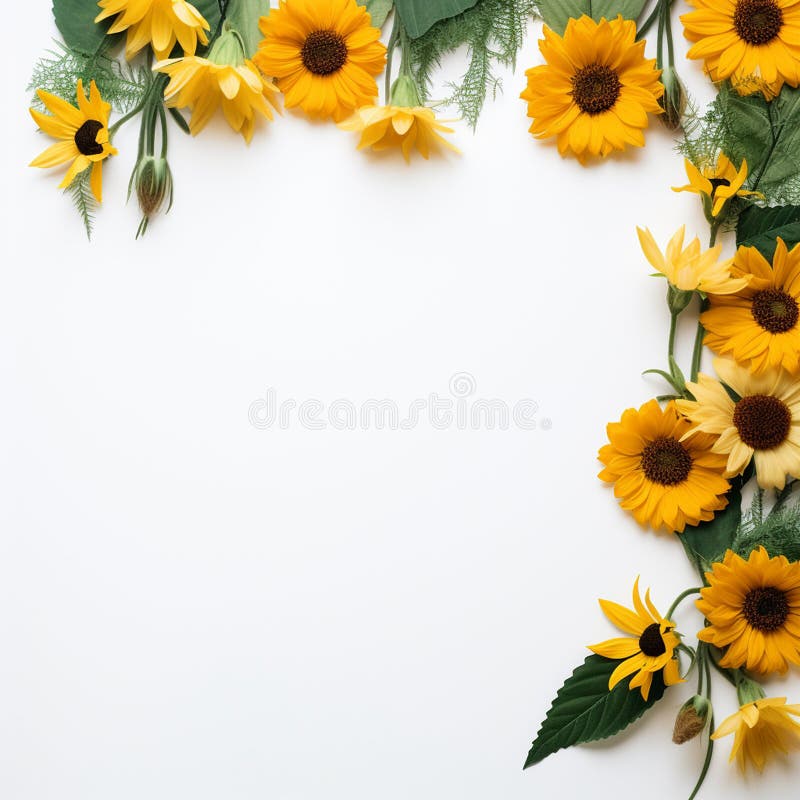 Sunflower Border To Bring Good Vibes Stock Illustration - Illustration ...
