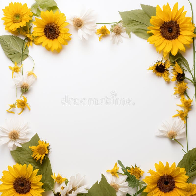 Sunflower Border To Bring Good Vibes Stock Illustration - Illustration ...
