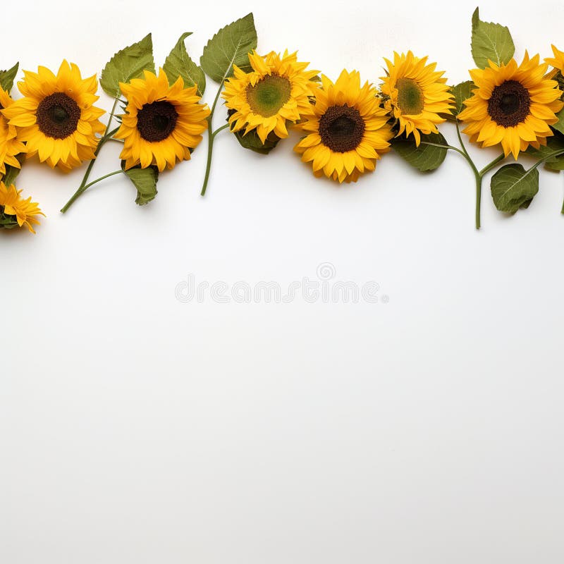 Sunflower Border To Bring Good Vibes Stock Illustration - Illustration ...