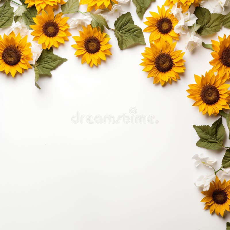 Sunflower Border To Create a Sense of Hope Stock Illustration ...
