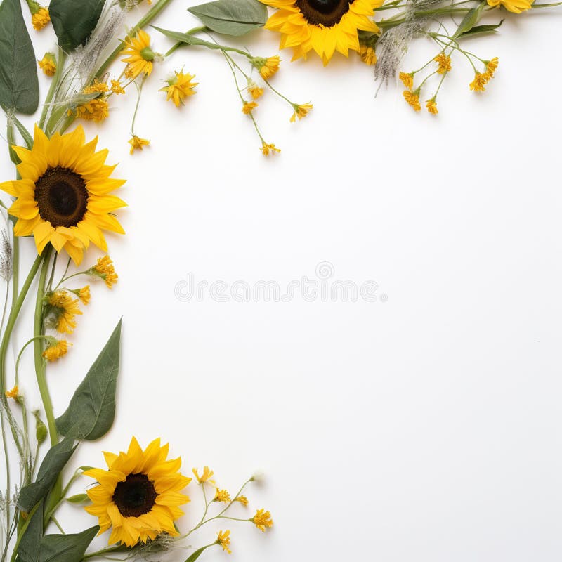 Sunflower Border To Create a Sense of Hope Stock Illustration ...