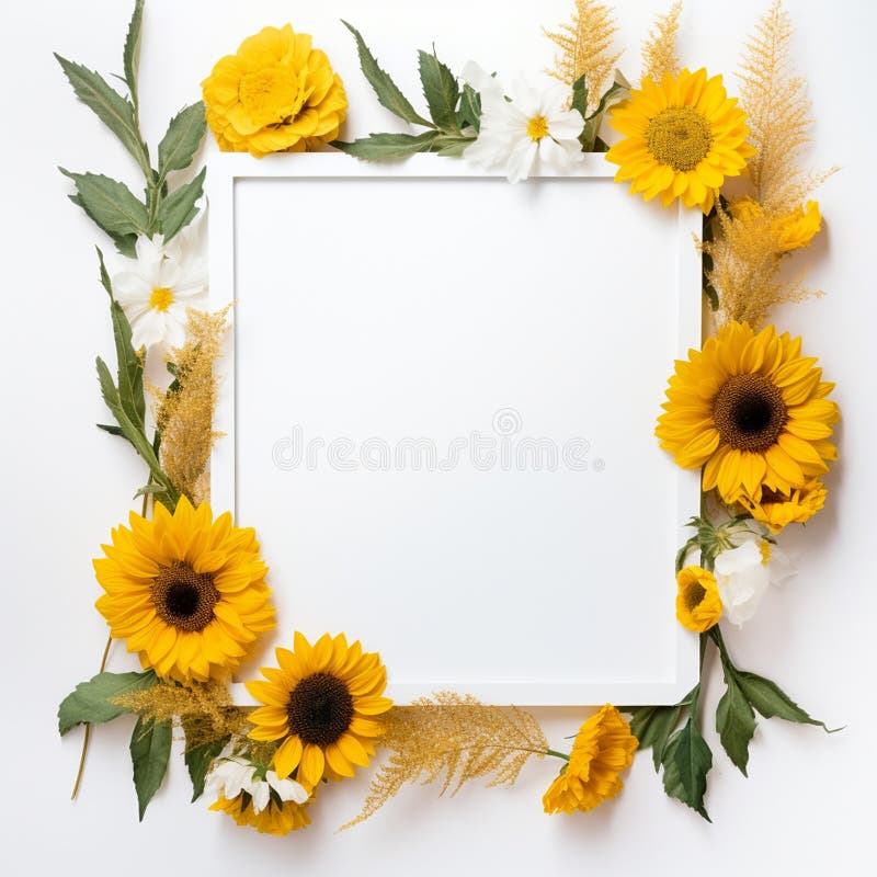 Sunflower Border To Create a Sense of Hope Stock Illustration ...