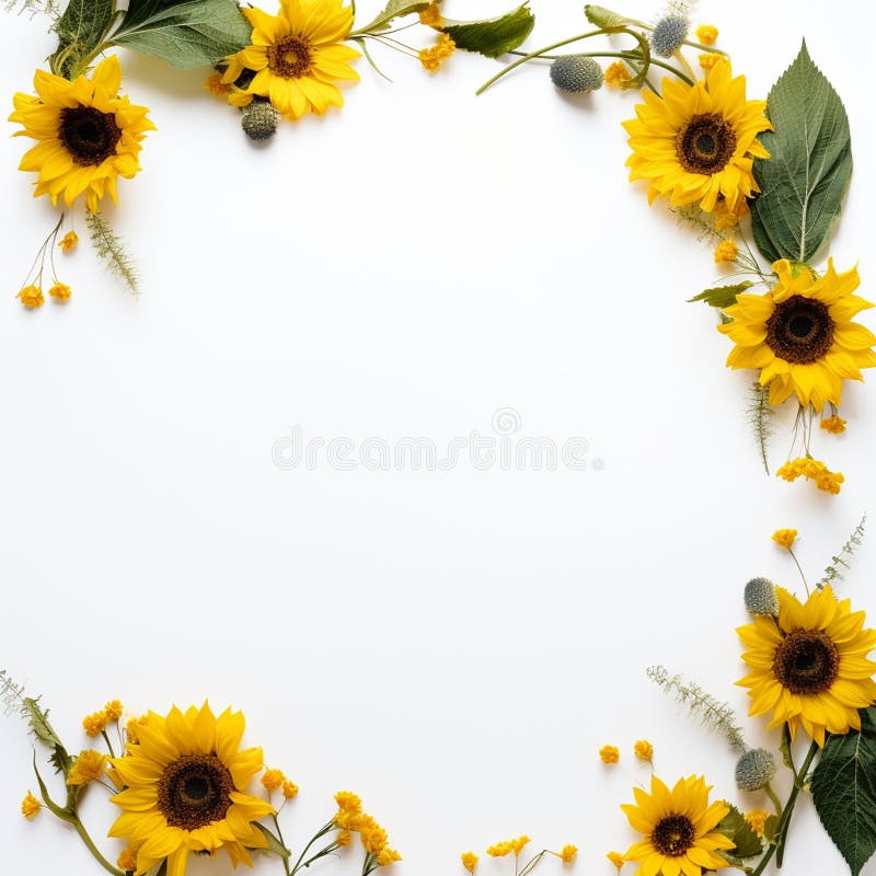 Sunflower Border To Help You Stay Positive Stock Illustration ...