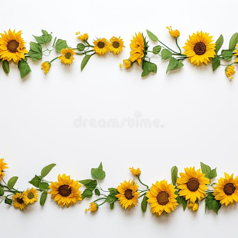 Sunflower Border To Inspire Hope and Optimism Stock Illustration ...