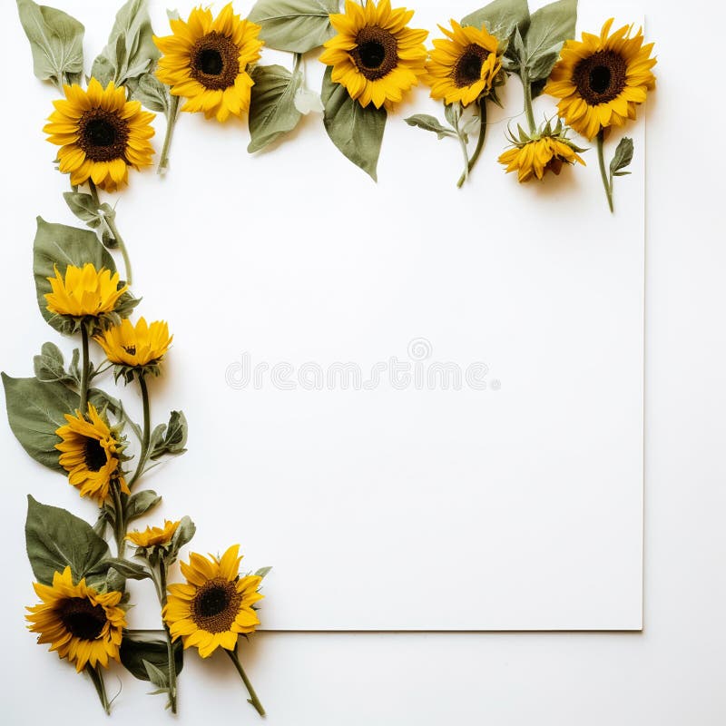 Sunflower Border To Make You Smile Stock Illustration - Illustration of ...