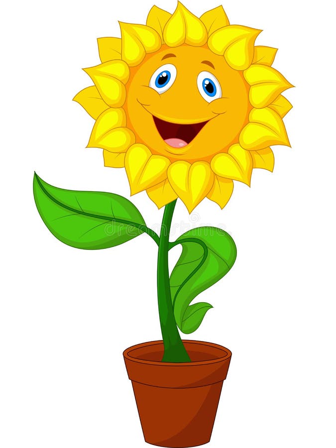 Sunflower Cartoon Presenting Stock Vector - Illustration of cute, happy ...